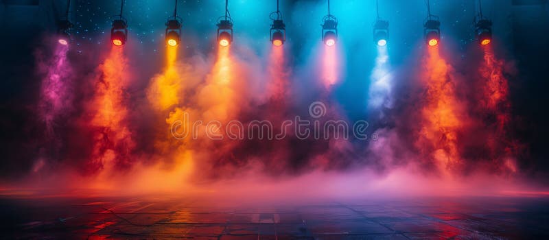 Stage Lights Create a Captivating Atmosphere in the Fog, with a ...