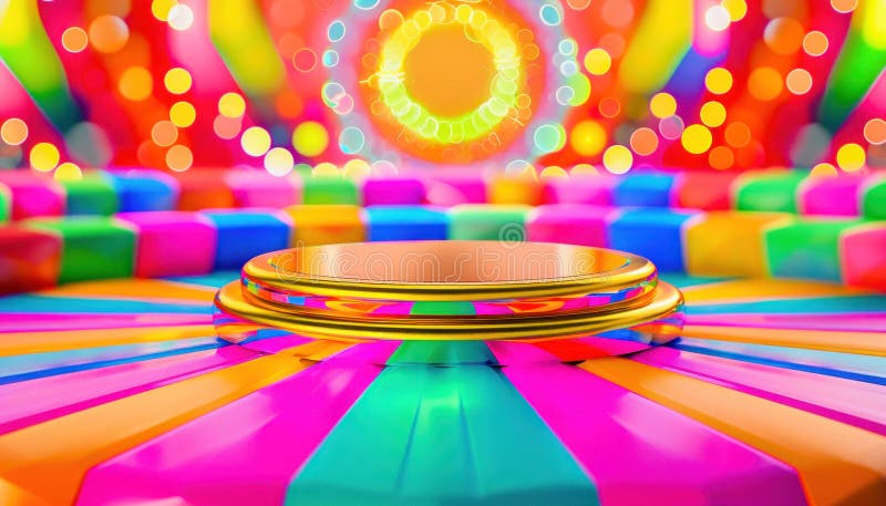 The Stage with Lights Creates a Rainbow Effect, Adding To the ...