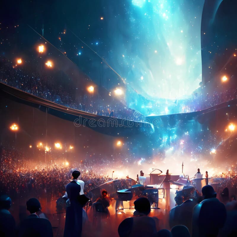 Stage Lights and Crowd of Audience at the Concert - 3D Render AI ...