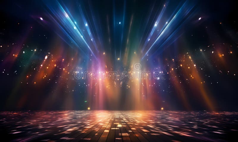 A Stage with Lights and a Disco Ball, Colorful Stage Lights Stock ...
