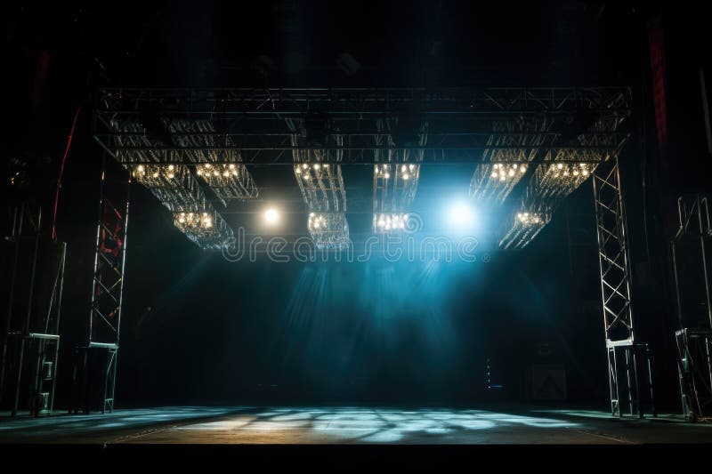 Stage Lights Hanging from a Metal Grid in a Theater Stock Illustration ...