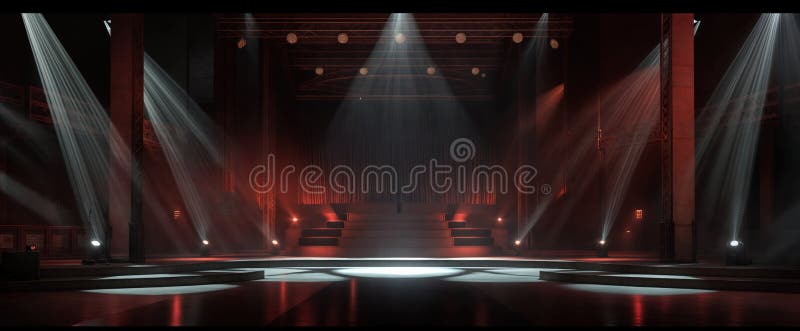 Stage Lights Illuminate Empty Stage Stock Illustration - Illustration ...
