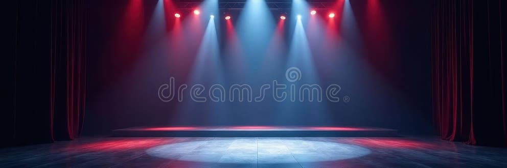 Stage Lights Illuminate Vacant Space, Creating Stark Contrast ...