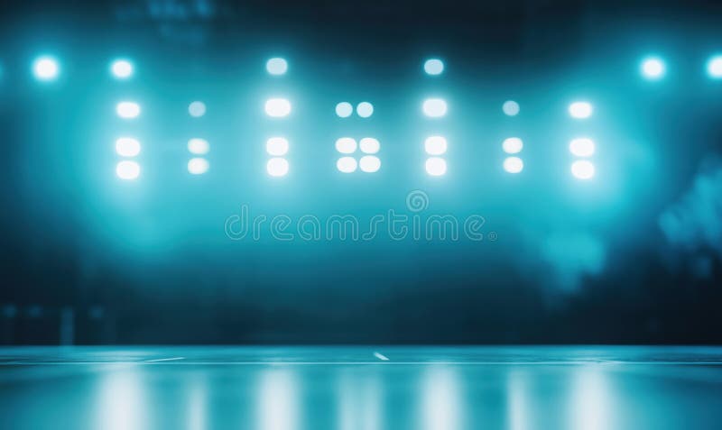 Stage Lights Illuminating Empty Performance Area, Blue Ambiance ...