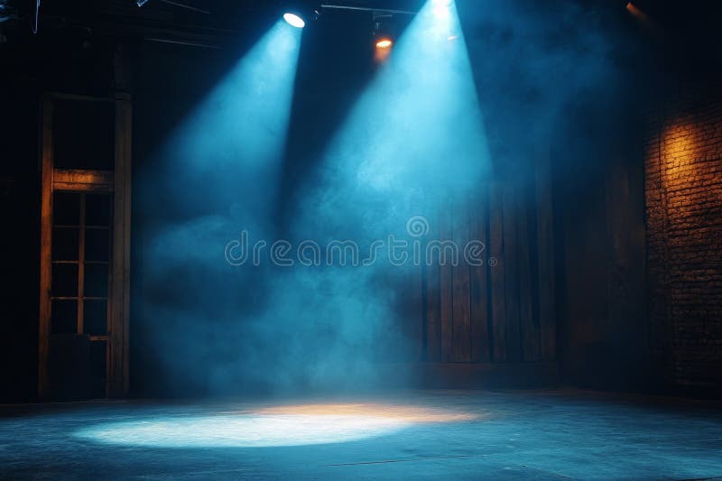Stage Lights Illuminating Smoke Filled Theater before Show Time Stock ...