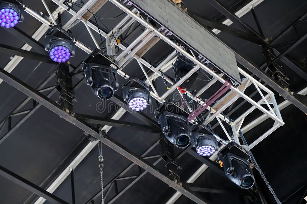 Stage Lights and Mounting Structures in Event Production Stock Image ...