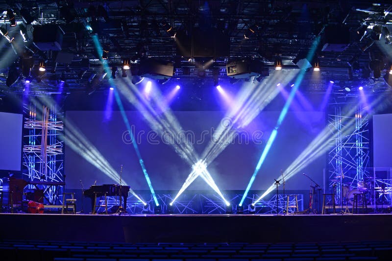 Theater Spot Lights on Stage Stock Photo - Image of theatrical, spots ...