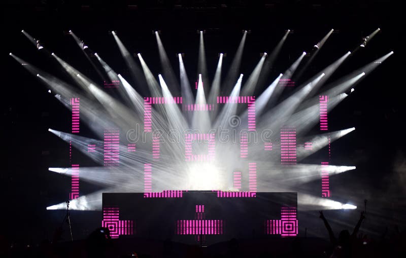 Stage Lights and Partying Crowd, Space for Text Stock Photo - Image of ...