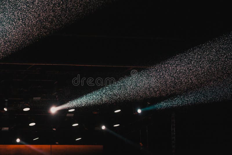 Stage lights in the rain stock image. Image of light - 246743111