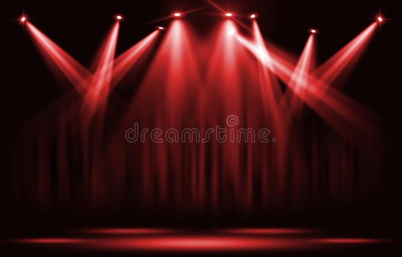 Stage Lights. Red Spotlight with Certain through the Darkness. Stock ...