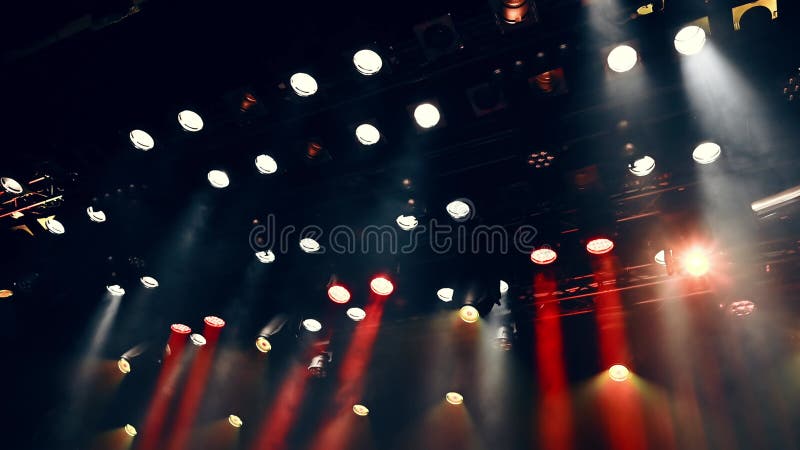 Stage Lights with a Red and White Ceiling Spotlights Stock Video ...
