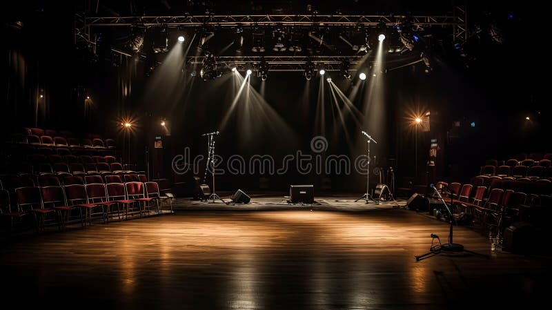 Stage Lights and Seats at a Concert Hall during a Show or Concert Stock ...