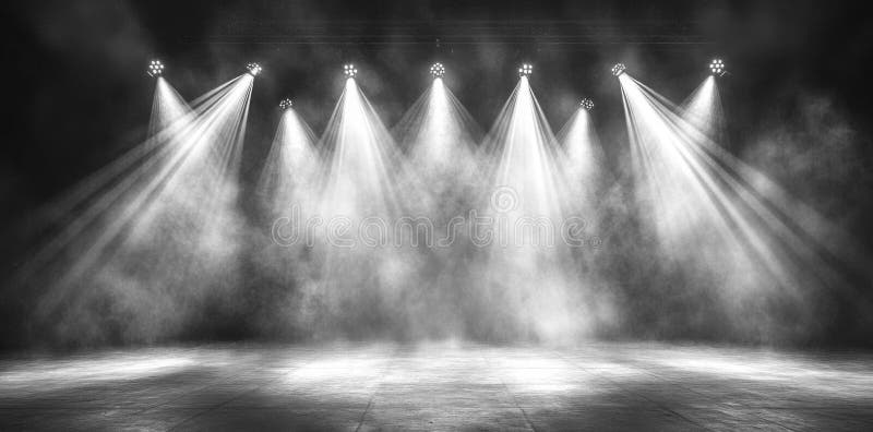 Stage Lights Shine in Gray Scale and Empty Space Stock Illustration ...