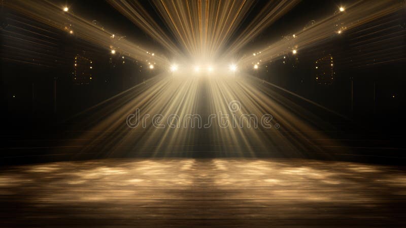 A Stage with Lights Shining from the Ceiling. Empty Stage Mockup. Stock ...