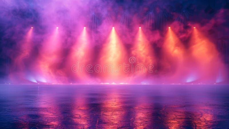 Stage Lights and Smoke.Glow in the Mist Stock Illustration ...