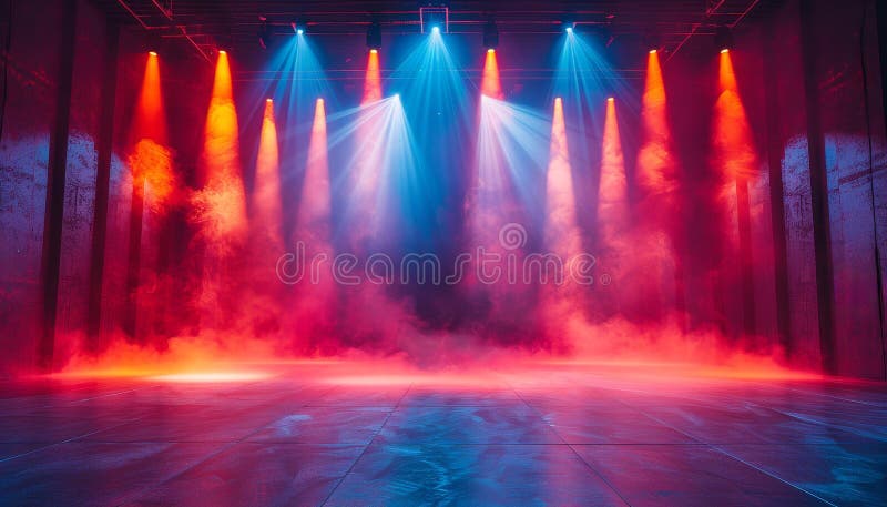 A Stage with Lights and Smoke by AI Generated Image Stock Photo - Image ...