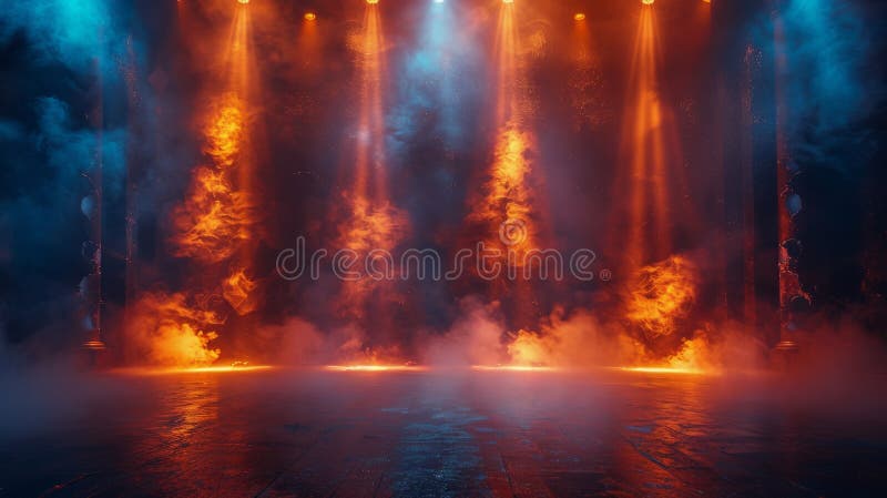 A Stage with Lights and Smoke Stock Photo - Image of background, show ...