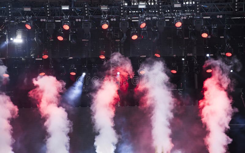Stage Lights and Smoke on Concert Stock Image - Image of music, rock ...