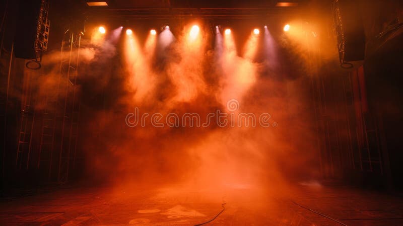 Stage Lights and Smoke - Orange Haze and Stage Floor Stock Illustration ...