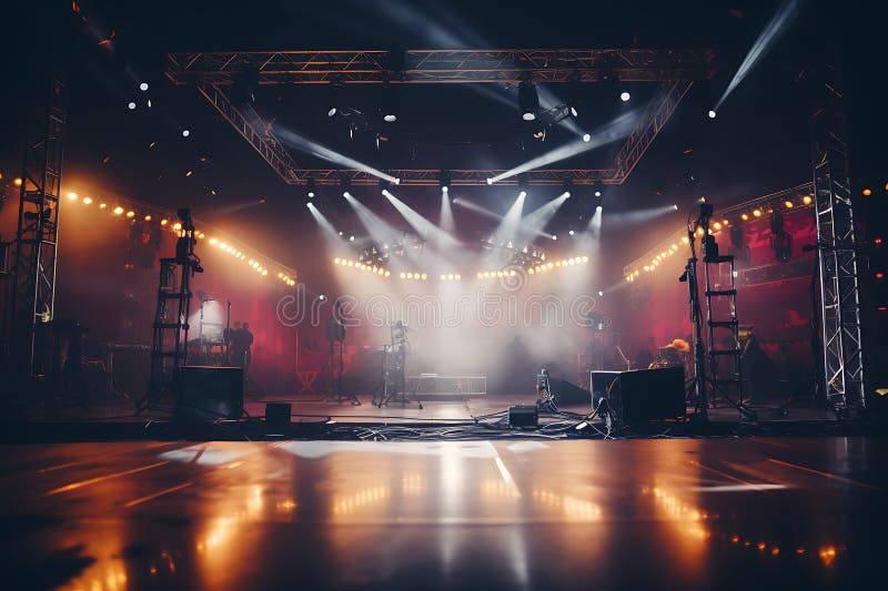 Stage Lights and Spotlights on a Concert Stage. Lighting Equipment ...