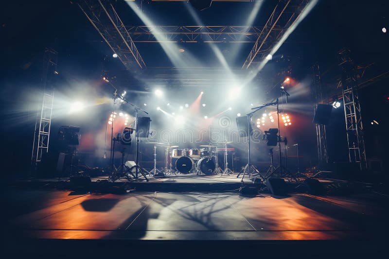 Stage Lights and Spotlights on a Concert Stage. Lighting Equipment ...