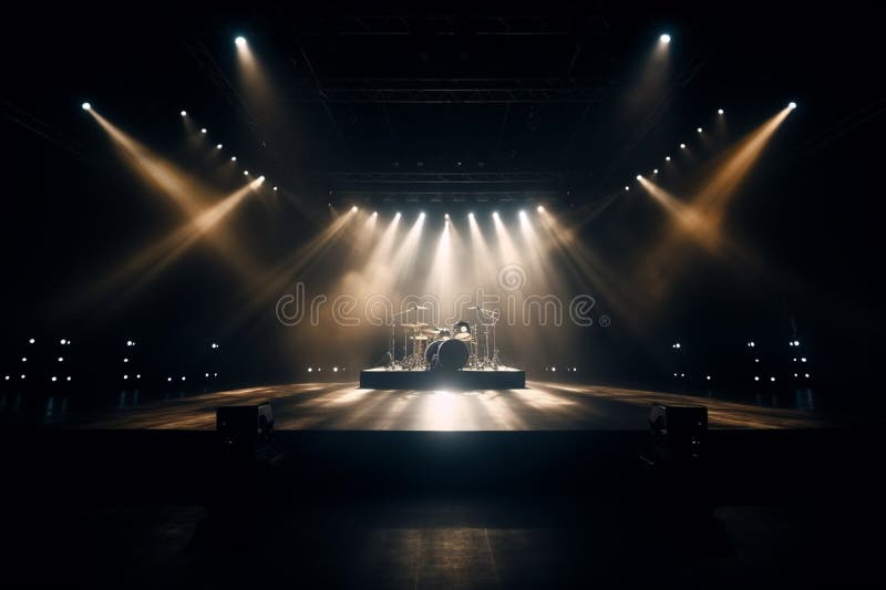 Stage Lights, Spotlights and Smoke on the Stage. Concert Lighting ...