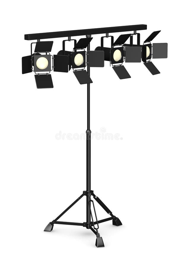 4 stage lights on stand stock illustration. Illustration of spotlamp ...