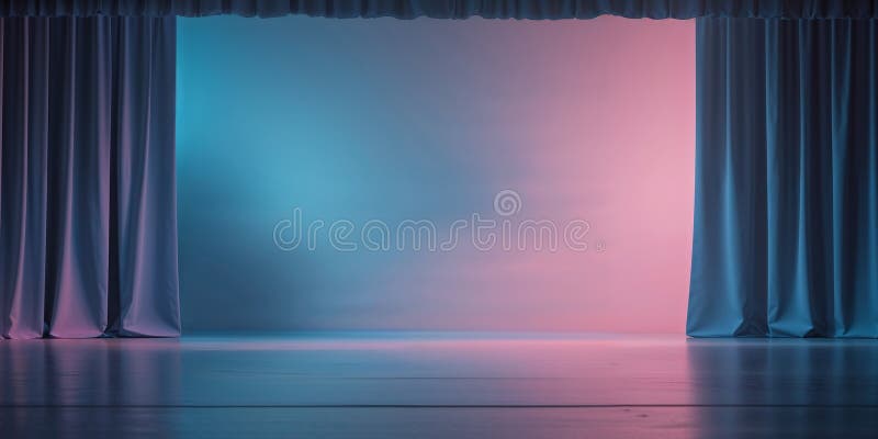 A Stage Lit with Blue and Pink Stage Lighting Effects. Stock Image ...