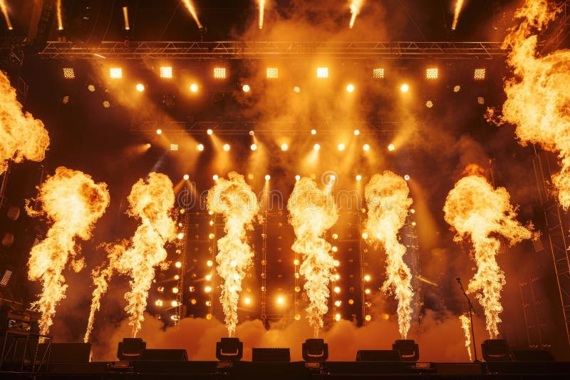 A Stage Lit Up with Bright Lights and Smoke Effects, Ideal for Concert ...