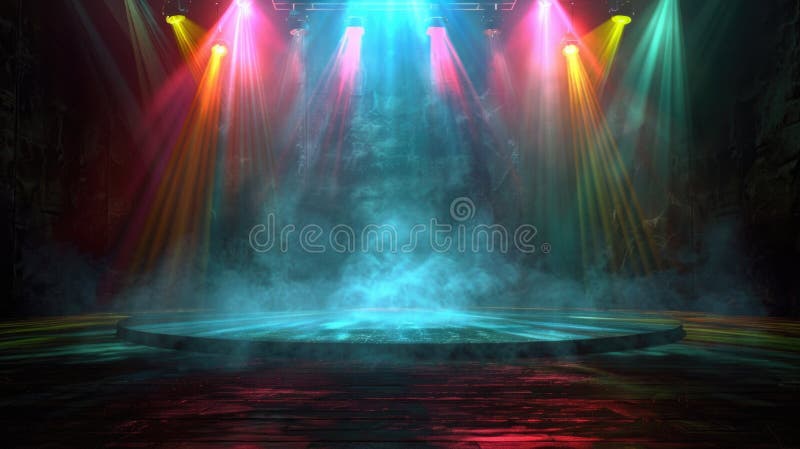 A Stage Lit Up with Various Light Sources and Effects Stock Photo ...