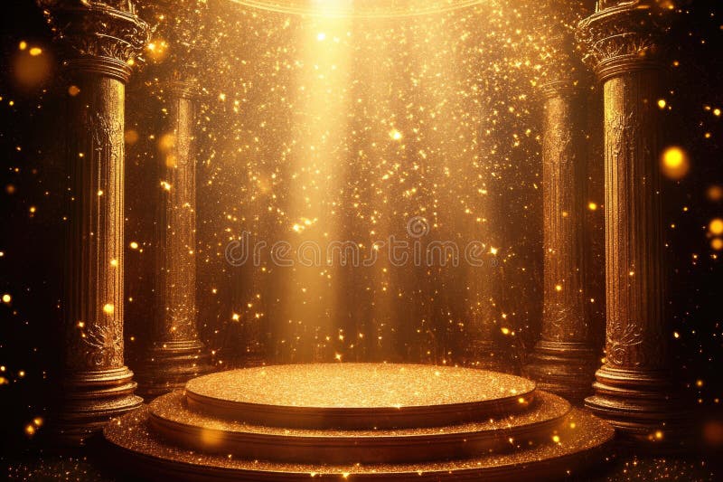 A Stage Lit by a Warm Golden Glow Stock Image - Image of arts, lighting ...