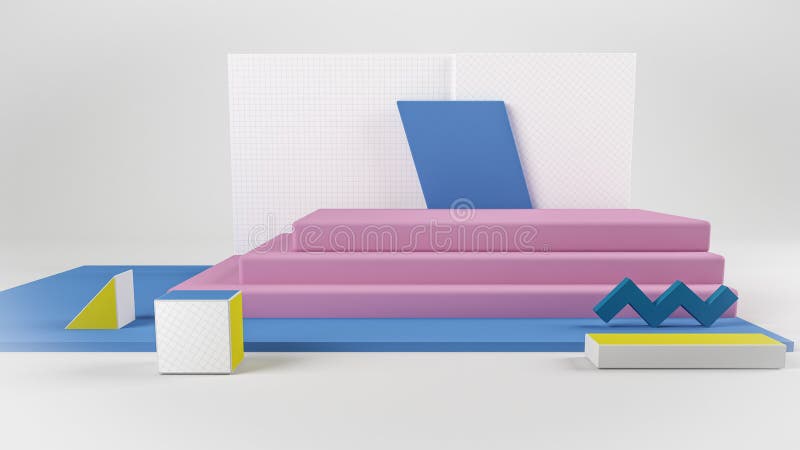 Stage with Many Objects 3d Illustration Stock Illustration ...