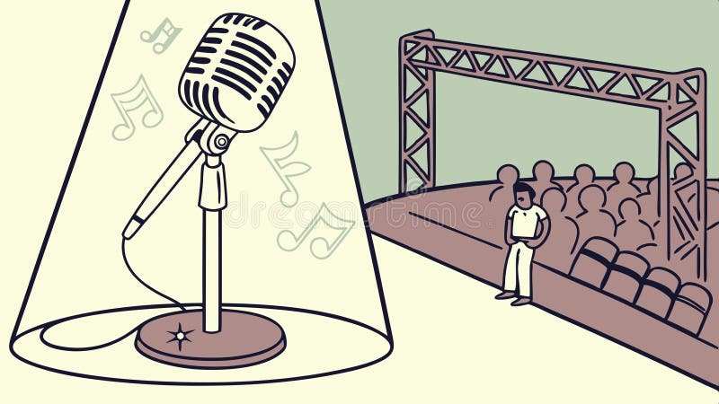 Stage with Microphone and Audience, Performance and Entertainment Scene ...