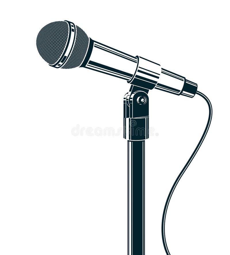 Stage Microphone Vector Illustration Isolated on White. Press Co Stock ...