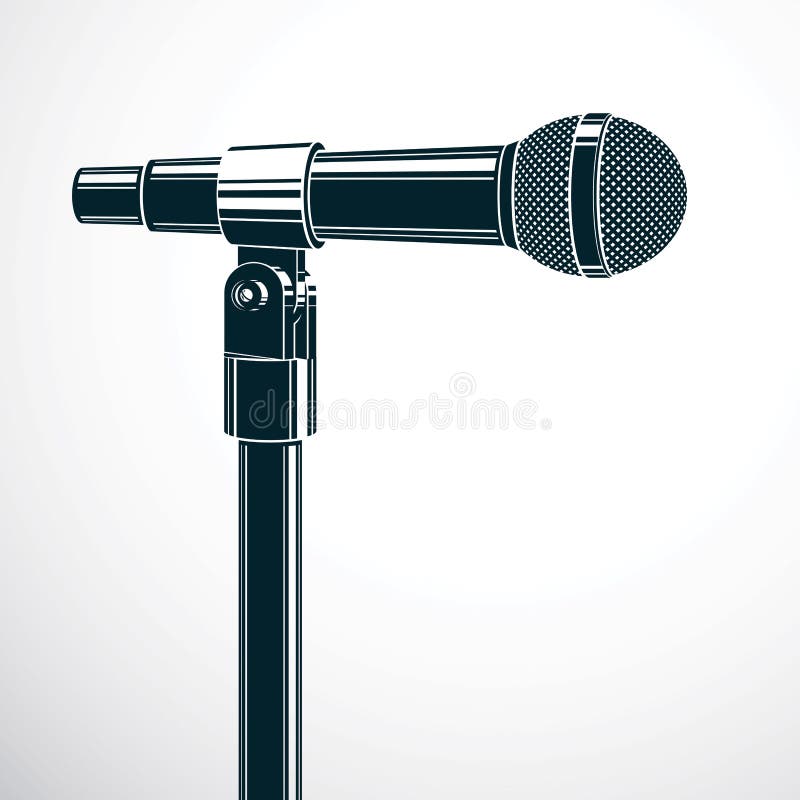 Stage Microphone Vector Illustration Isolated on White. Stock Vector ...