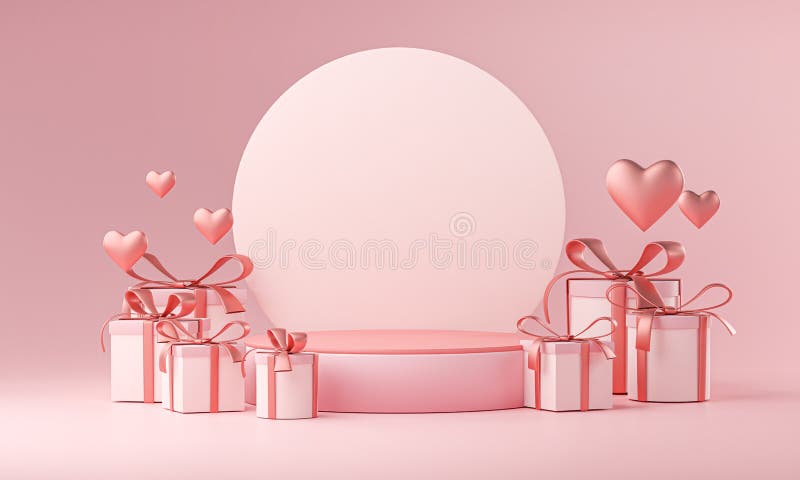 Stage Mockup Template Valentine Wedding Love Heart Shape and Gift Box ...