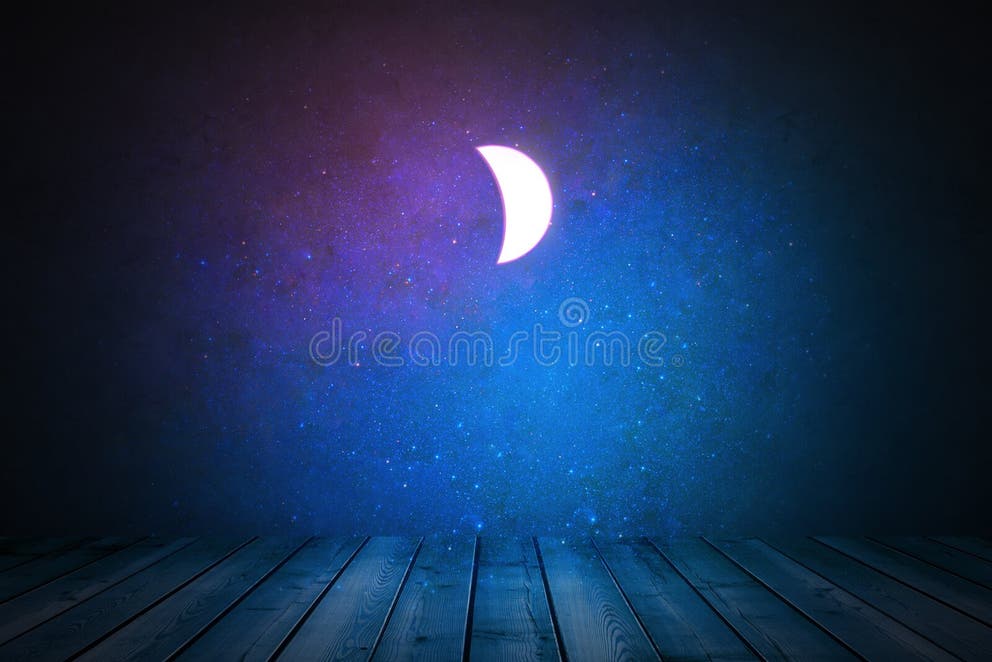 Stage with moon stock image. Image of planks, fantasy - 97366997