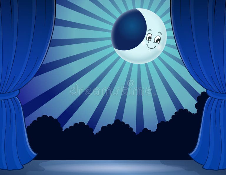 Stage with Moon in Moonlight Stock Vector - Illustration of decoration ...