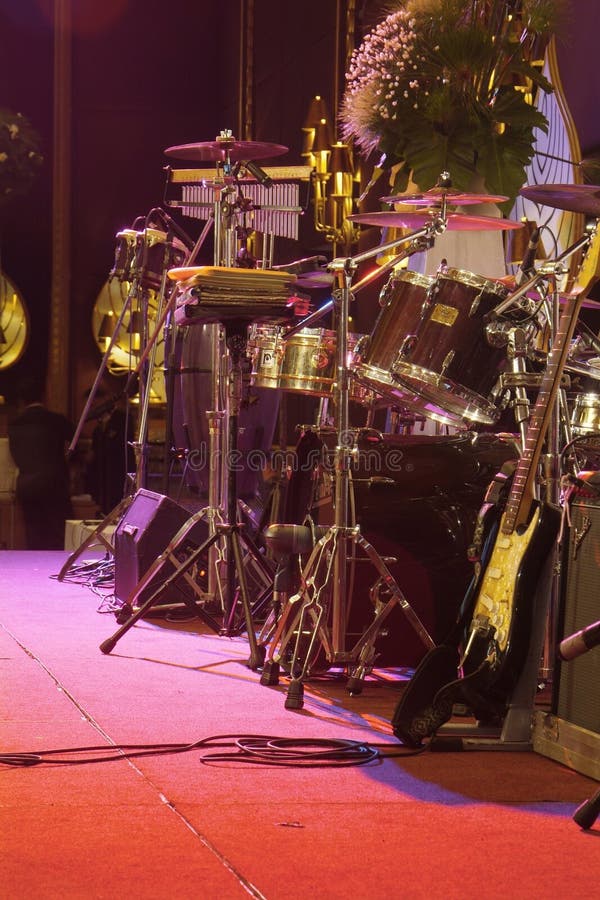 Stage with Music Instruments Stock Image - Image of rock, artist: 1416149
