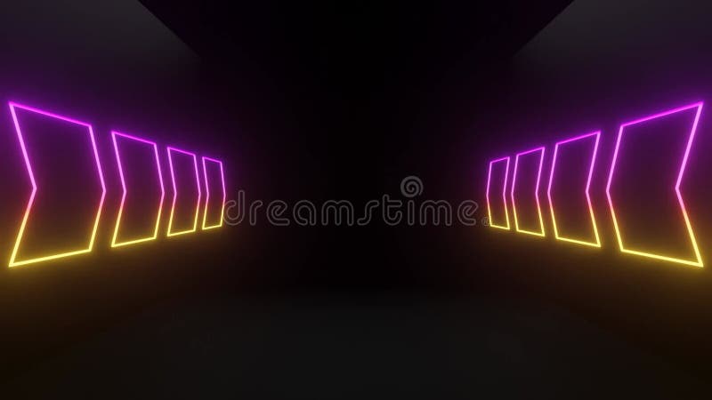 Stage with Neon Arrows Changing Colors Stock Video - Video of corridor ...