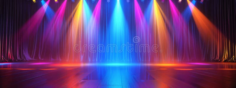 Stage for Performance with Colorful Lights Around with Copy Space Stock ...