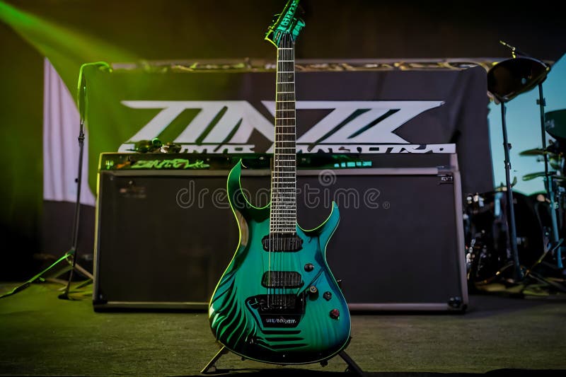 Stage Performance: Guitarist Rocks with String Instrument ,generative ...