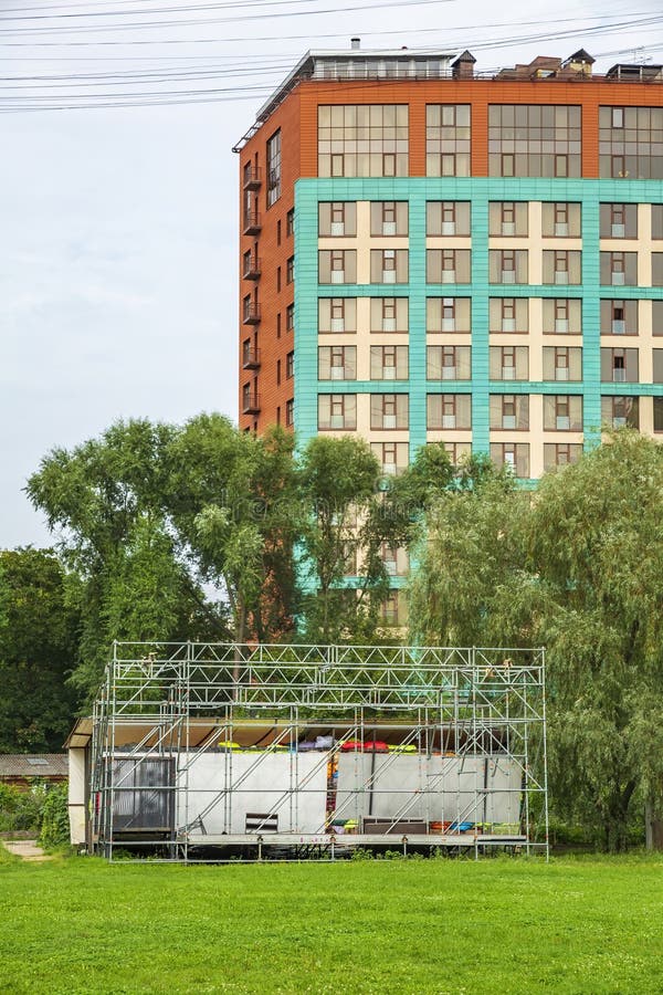 Stage for Performances. Pre-fabricated Iron Pipe Structure Stock Photo ...