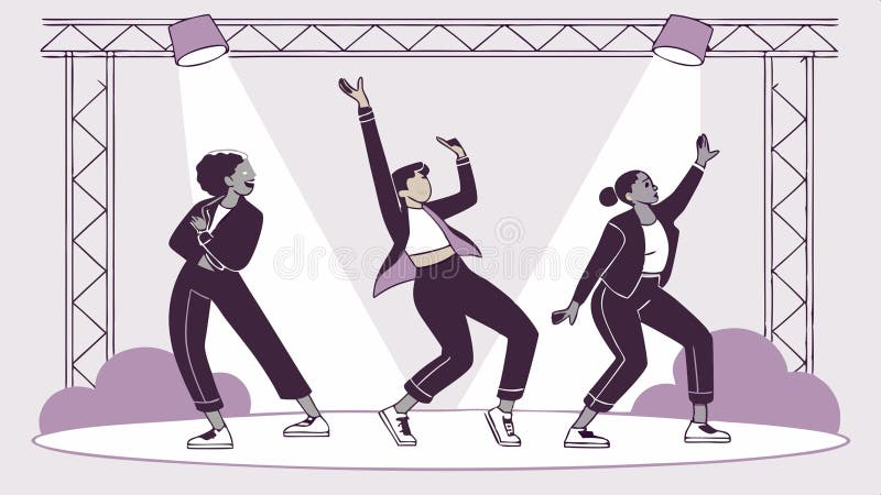 Stage Performers Dancing, Entertainment and Showtime Illustration ...