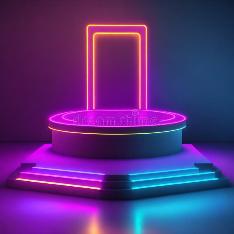 Stage with Pink and Red Tone Lights Abstract Neon Light Background ...