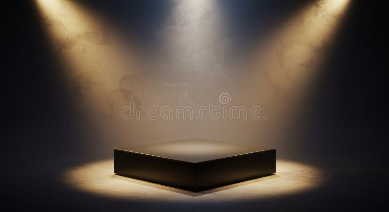 Stage Platform Lit with Spotlights on Dark Textured Background ...