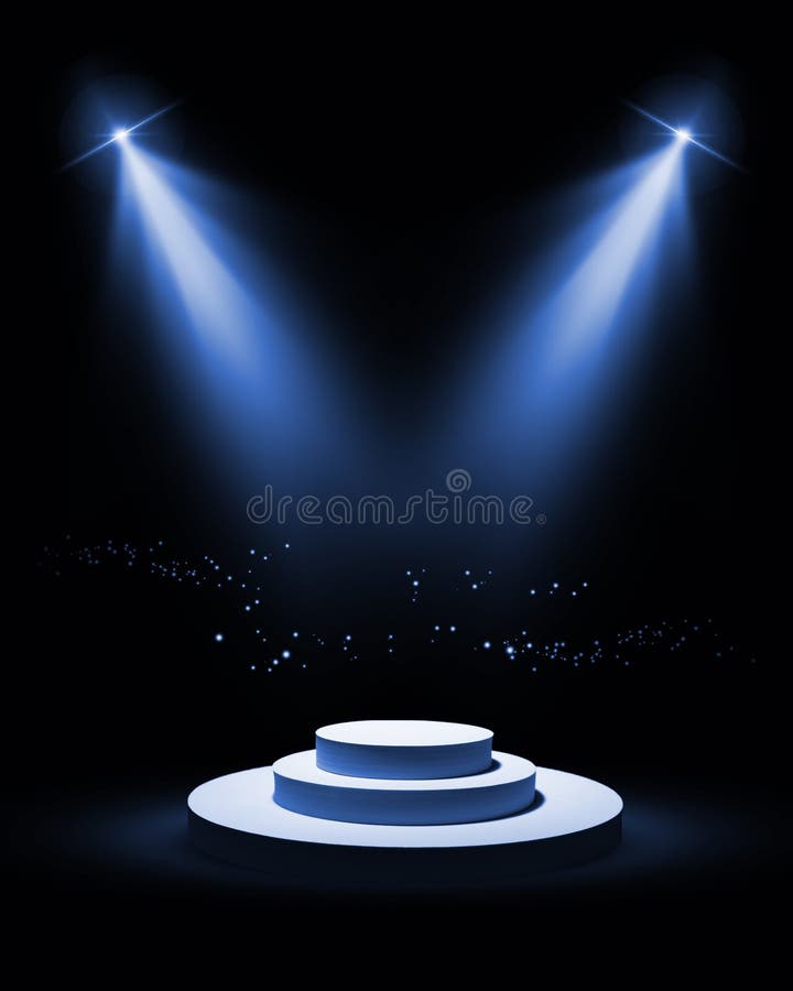 Stage Podium with Blue Lighting, Stage Podium 2 Spots Scene Blue ...