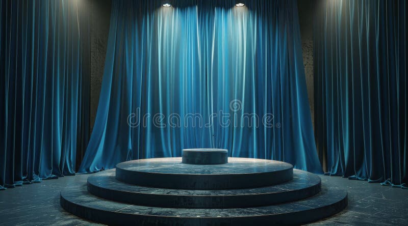 Stage with Podium in Front of Curtain Stock Image - Image of event ...
