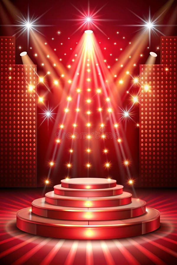 Stage Podium with Lighting, Stage Podium Scene with for Award Ceremony ...