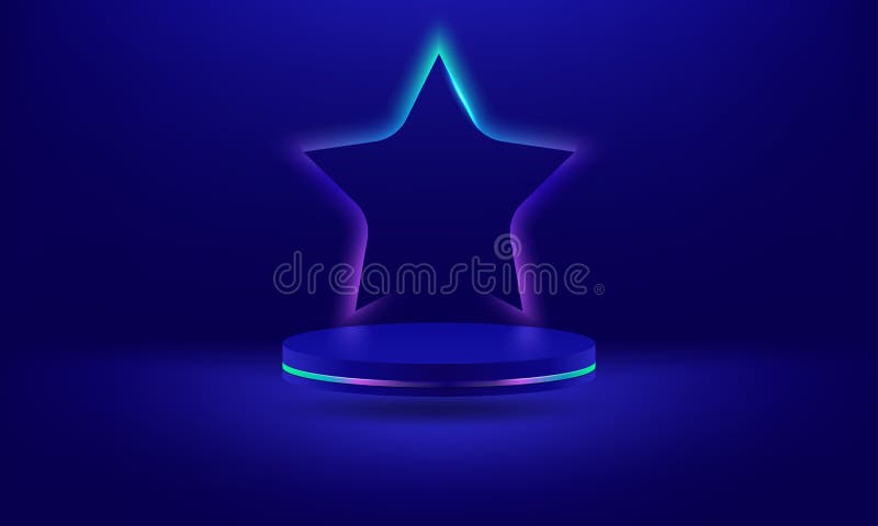 Stage Podium Scene with for Award Ceremony on Blue Background Stock ...